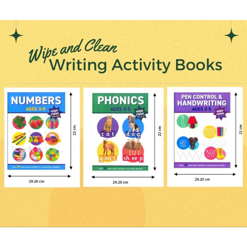 Write Wipe Clean Writing Books with Pen for Preschool- Pen Control Hand ...