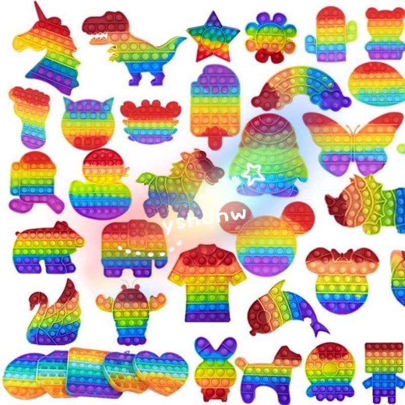 Pop Its Round Fidget Toy Push Bubble Stress Relief Kids Simple Dimple ...