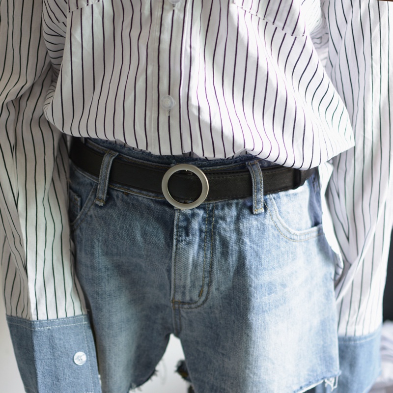 Women's belt with round face Ulzzang, no holes, 2.3cm version (support ...