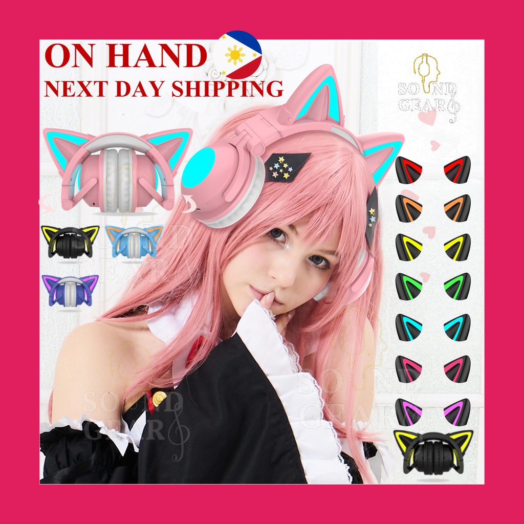 RGB Bluetooth Cat Ears Headphone Headset Kitty Headset with Mic ...