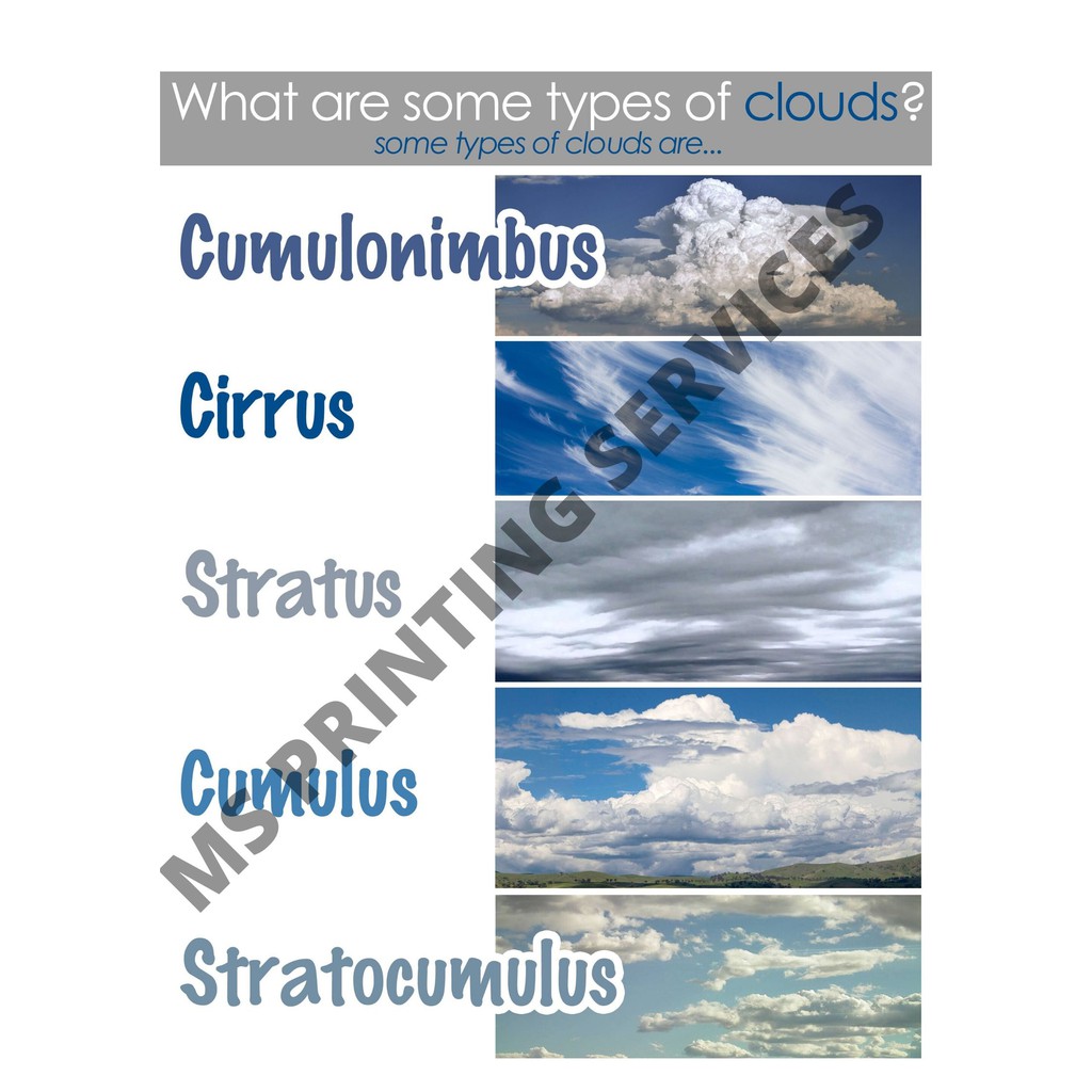 Laminated Chart (Types of Clouds) | Shopee Philippines