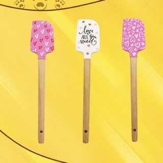 Silicone Spatula with Wooden Handle Cute Design Spatula Love Spatula ...
