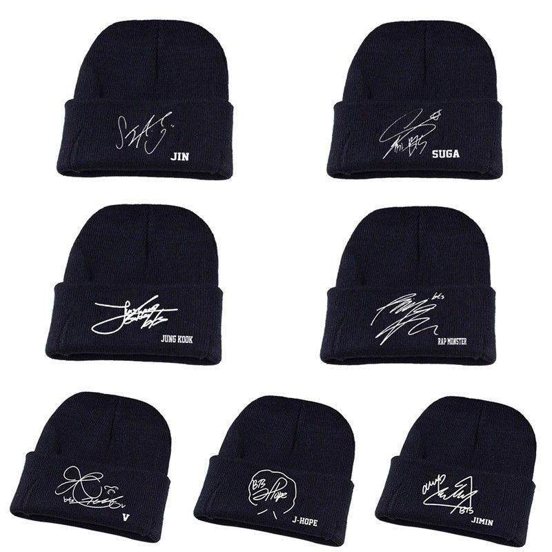 KPOP BTS Beanies Wool Hat Knit Man Woman Autumn Winter Cap | Shopee ...
