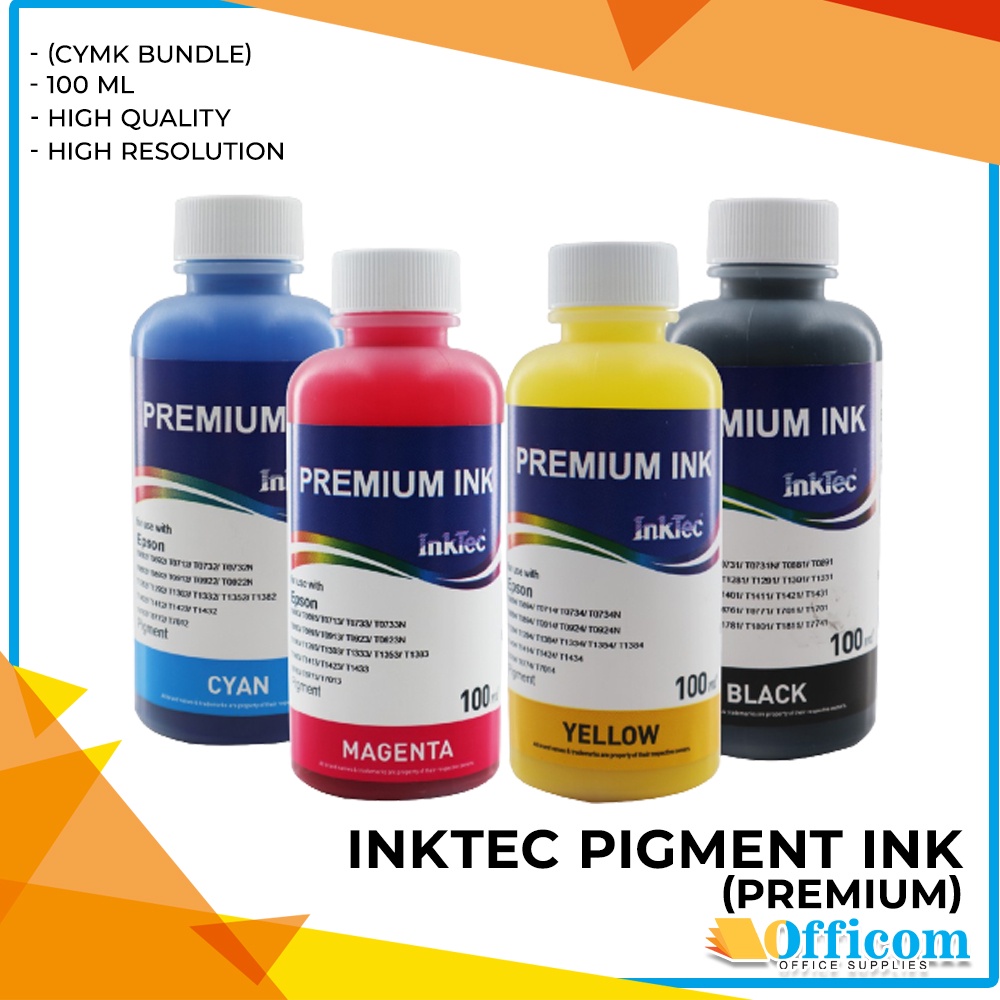 Inktec Premium Pigment Ink 100ml (CYMK Bundle) | Shopee Philippines