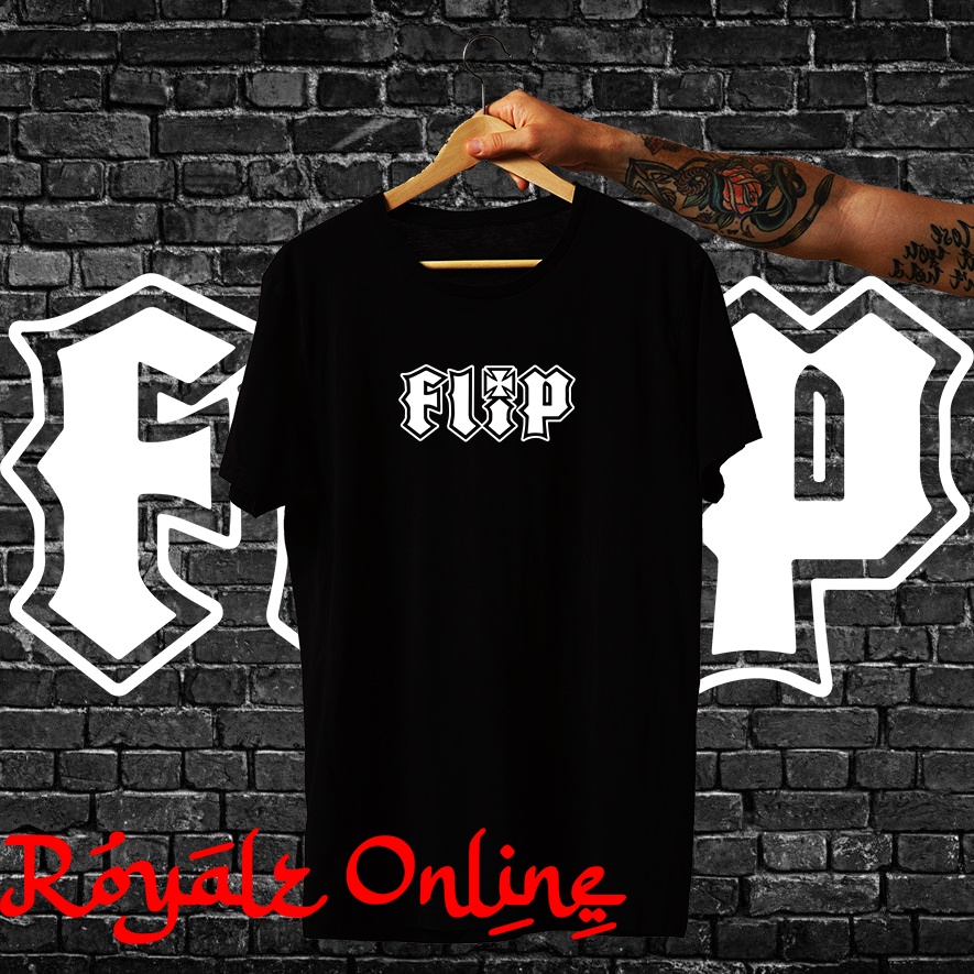 Flip Skateboards Logo Skater Shirt Vinyl Front Print (Unisex For Men ...