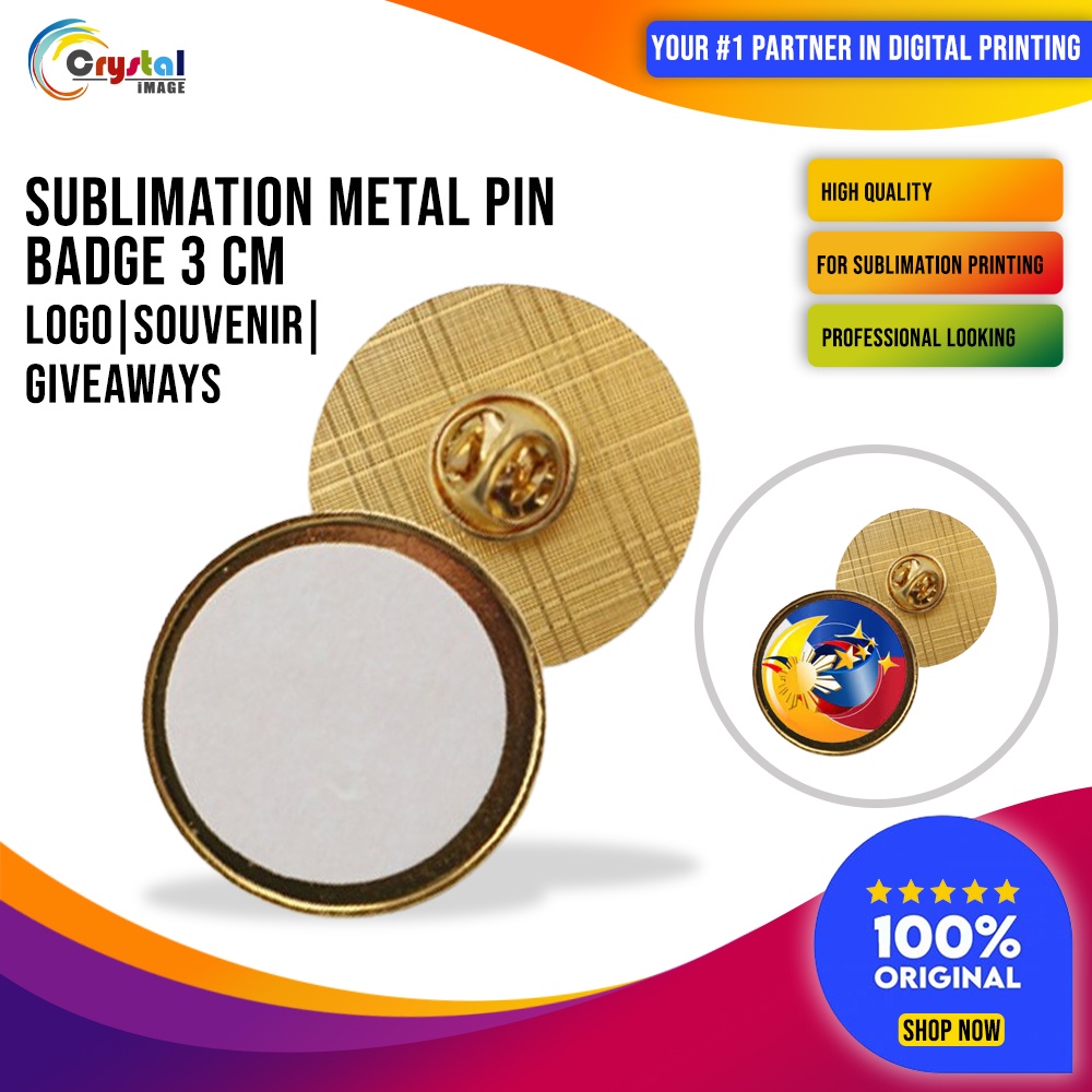 Sublimation Metal Pin Badge 3cm Logo / Souvenir / Giveaways | Shopee ...