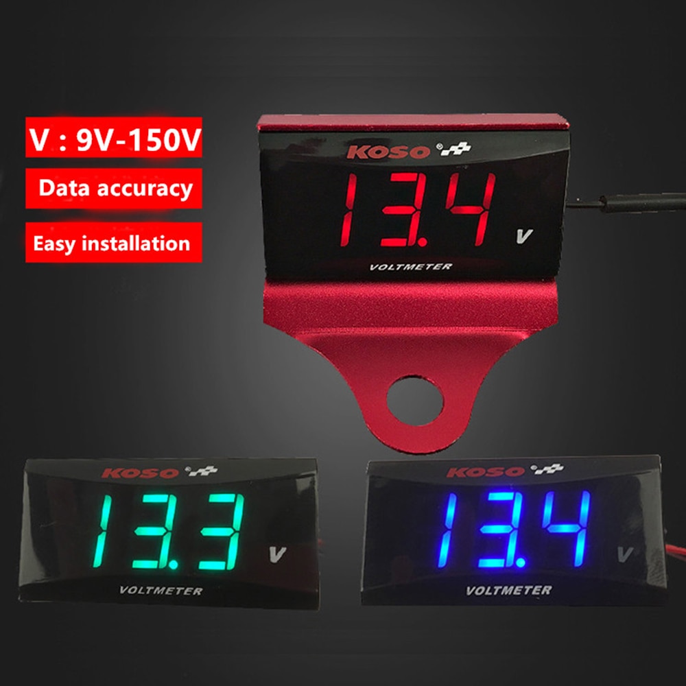 KOSO Motorcycle Volt meter Super Waterproof Electromobile Car LED ...