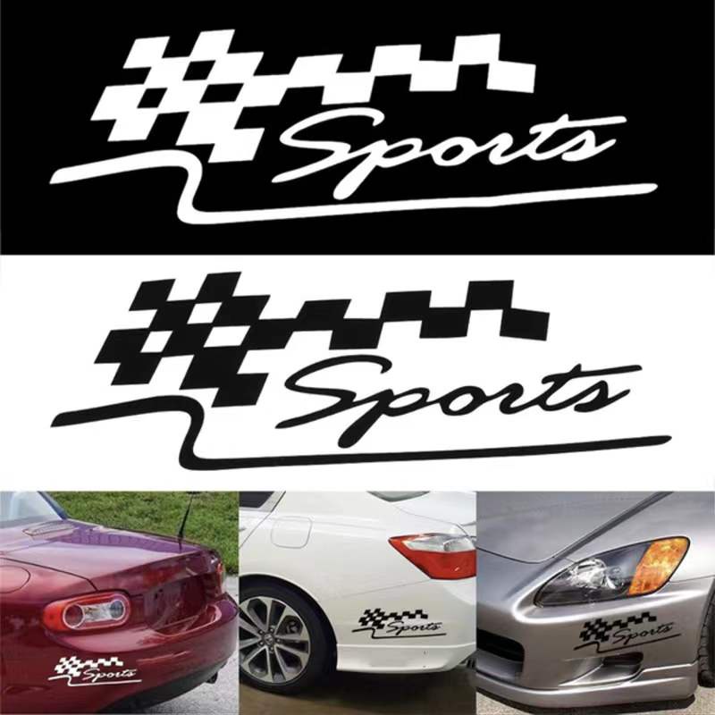 SPORT Letter Checkered Racing Flag Removable Car Sticker Auto ...