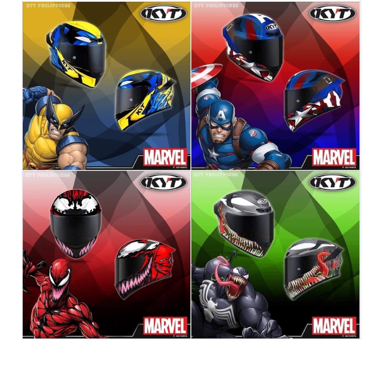 KYT TT-COURSE MARVEL SERIES (VENOM, CARNAGE, CAPTAIN AMERICA, WOLVERINE ...