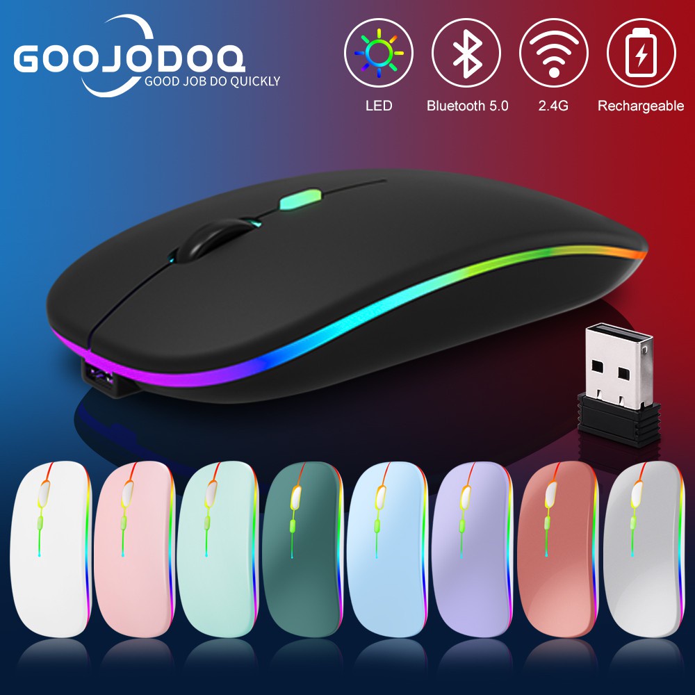 Mouse Wireless for laptop Bluetooth Rechargeable Silent LED light ...