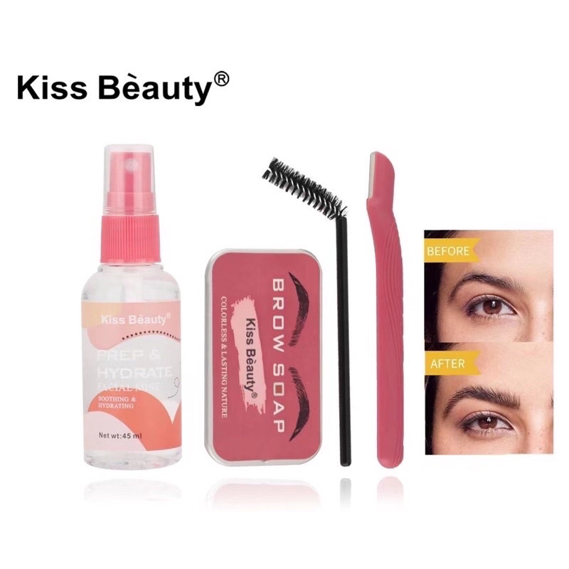 Kiss Beauty 4in1 Eyebrow Styling Soap w/ Brush & Eyebrow Trimmer Eye Brow Sculpt Wax Gel ...