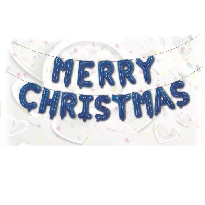 16 inches Colour Blue Merry Christmas letters aluminum foil balloon set ...