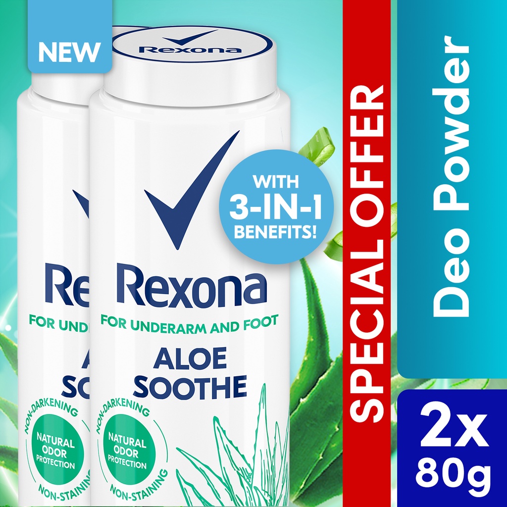 Rexona 3-in-1 Deo Powder Aloe 80g x2 | Shopee Philippines