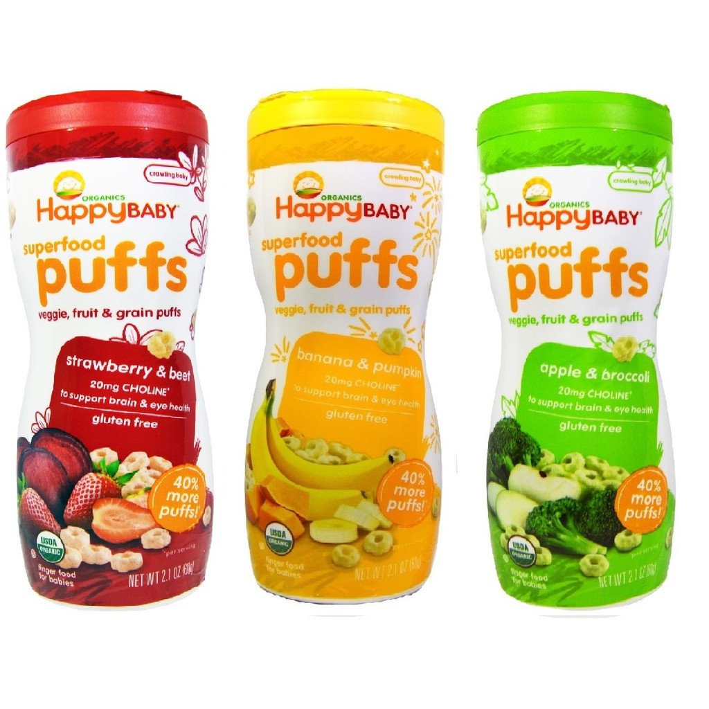 Happy Baby Puffs Bundle of Strawberry, Banana, Apple | Shopee Philippines