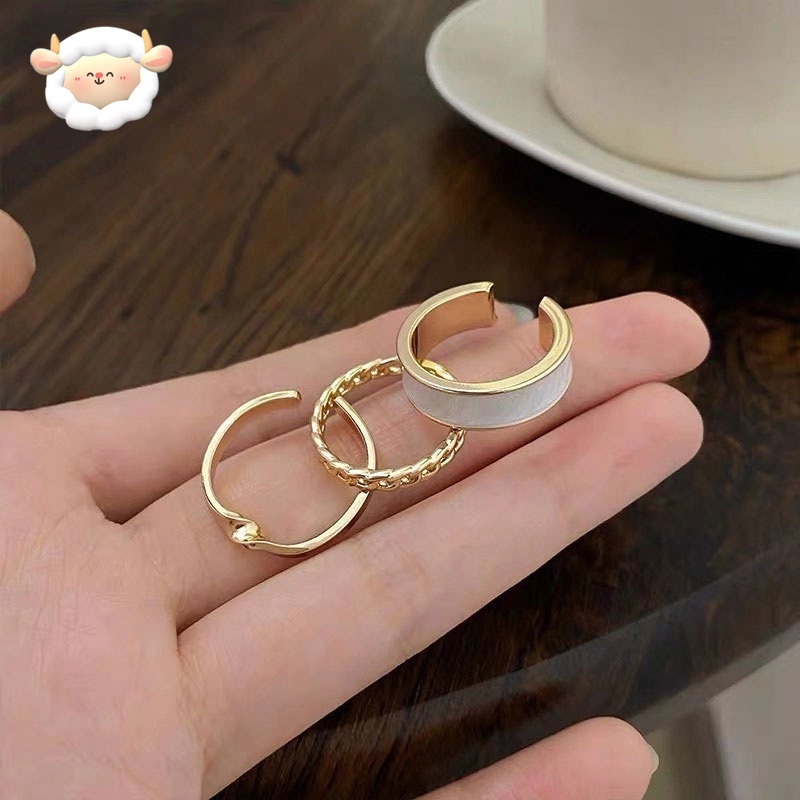 3 Piece Set of Titanium Steel Stainless Steel Ring Korean Rose Gold ...