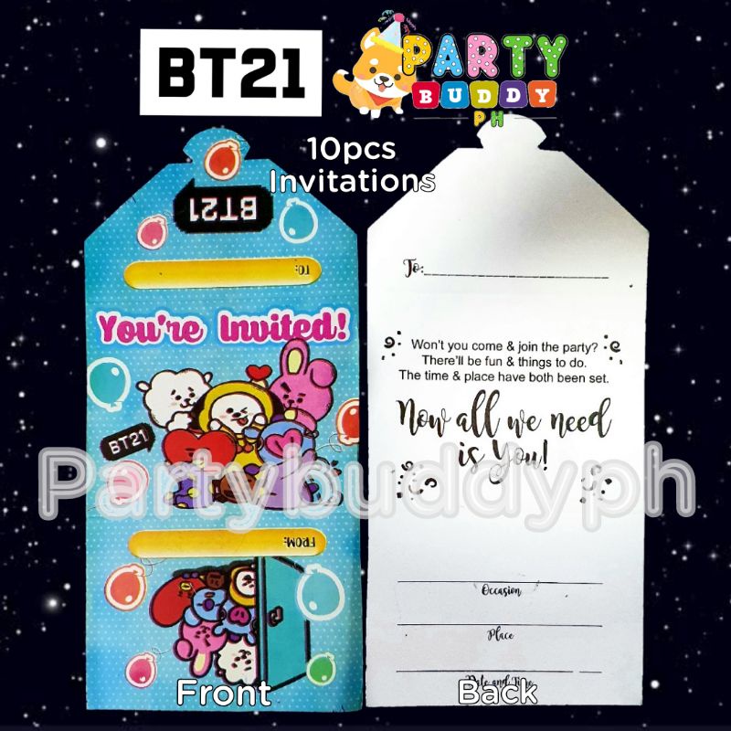 BTS BT21 10pcs One Fold Party Invitation PartyBuddyPH | Shopee Philippines