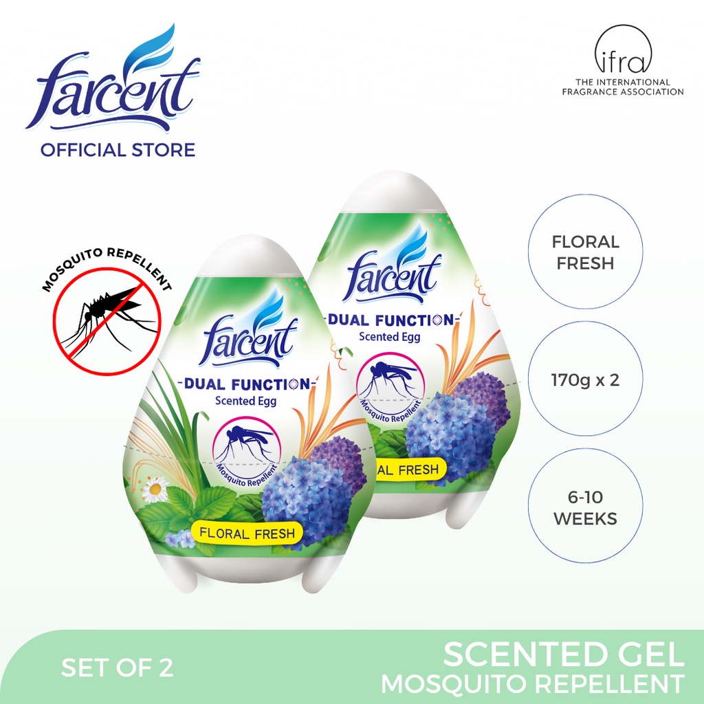 Farcent Scented Egg + Mosquito Repellent Floral Fresh Set of 2 (170g ...