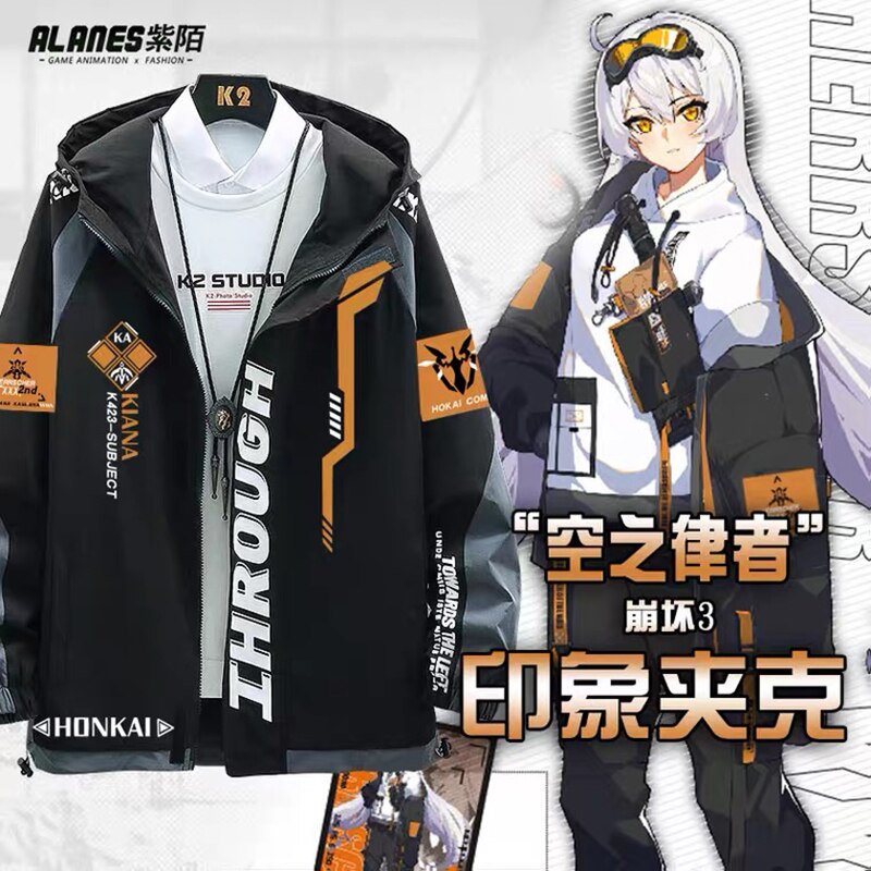 Anime Honkai Impact 3 Kiana Kaslana Cosplay Costumes Long Sleeve Print ...