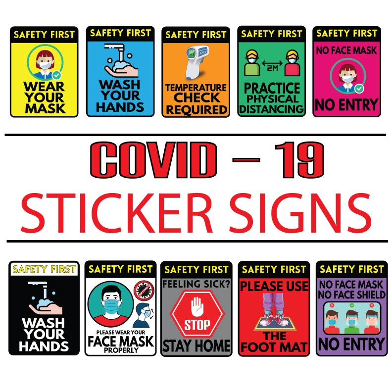 Covid-19 Safety Protocols Signs/Signage Stickers | Shopee Philippines