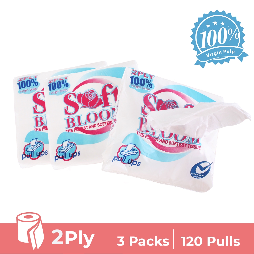 Soft Bloom Pull Ups 2 Ply 40 Pulls x 3 Packs - Tissue Napkin Toilet ...