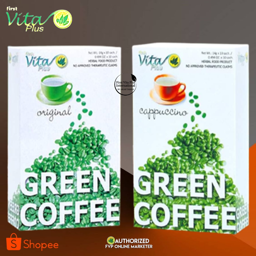 First Vita Plus Green Coffee Original/Cappucino /10 Sachets | Shopee ...