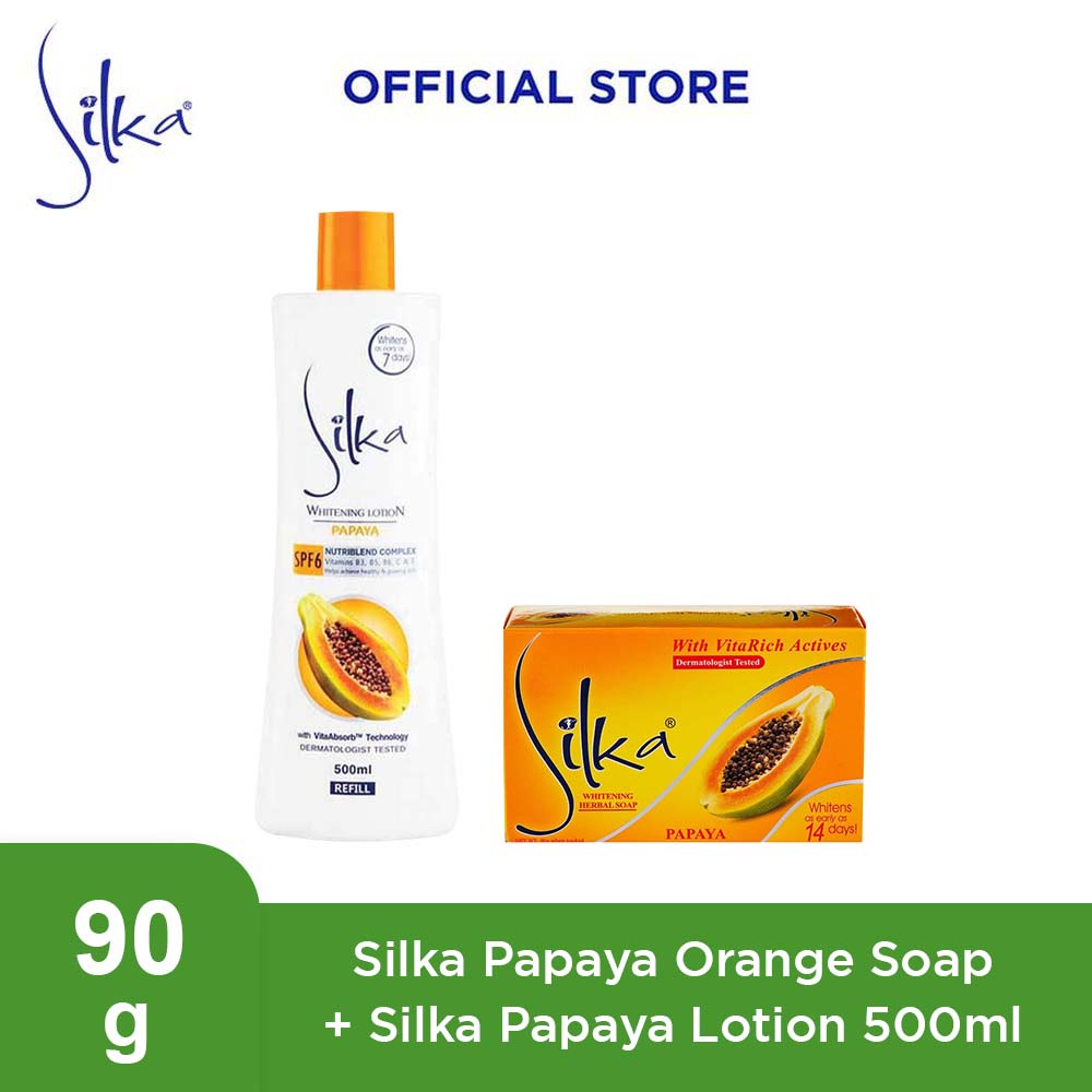 Silka Papaya Orange Soap 90g + Silka Papaya Lotion 500ml | Shopee ...