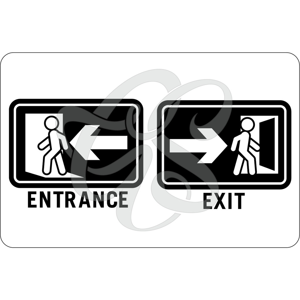 Entrance Exit Signs 1 set of 2 pcs _Home and Office Decal Sign Stickers ...