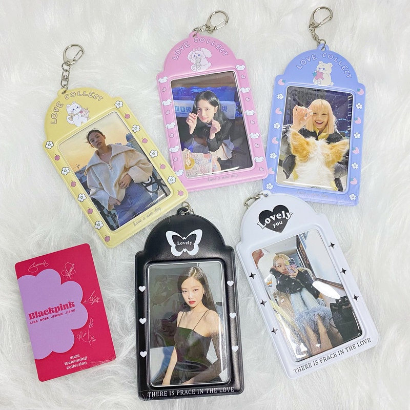 Ins Black White Idol Album Card Holder Keychain 3 Inch Photo Protector ...
