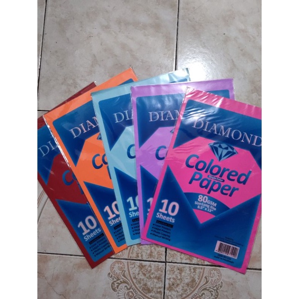 Diamond Colored Paper 10pc Legal 8.5x13 80gsm Arts Crafts Designs ...