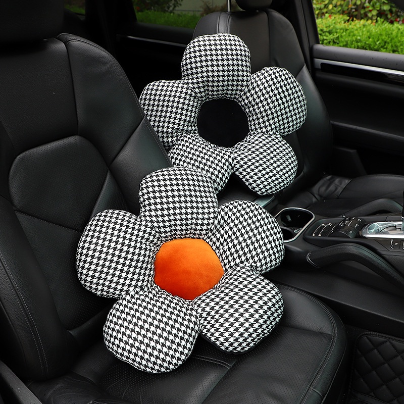 Car Houndstooth Flower Headrest Creative Cotton Car Seat Neck Pillow ...