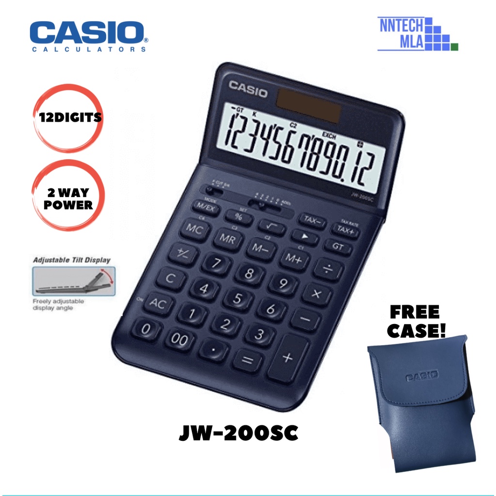 Casio Jw200sc Stylish Compact Desktop Calculator In Navy Blue Color ...
