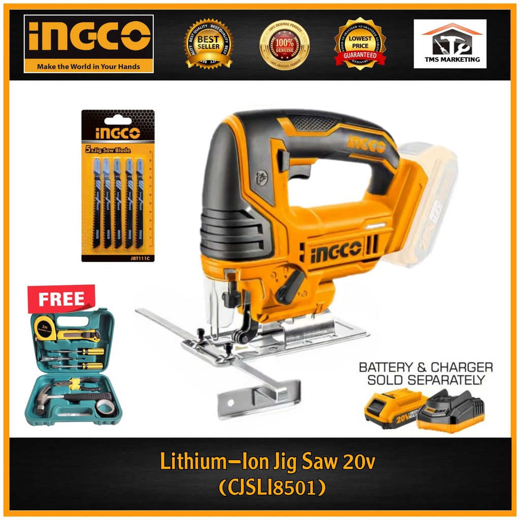 Ingco Lithium-Ion Jig Saw 20v (CJSLI8501) with Free Tool Set | Shopee ...