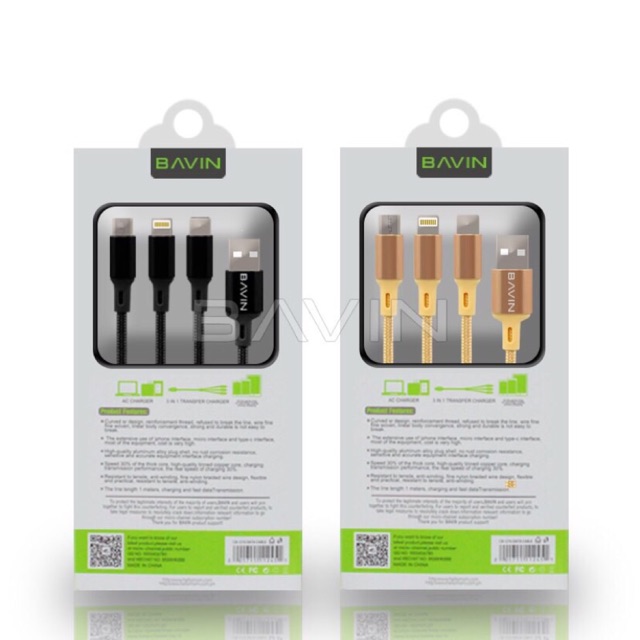 Bavin 3 in 1 Fast charging 2.4A Original | Shopee Philippines