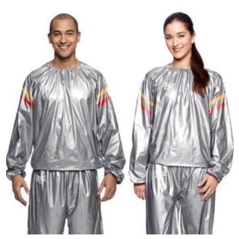 Gray Sauna Suit Exercise Jacket Sweat Long sleeves Dumbbel Gym suit ...