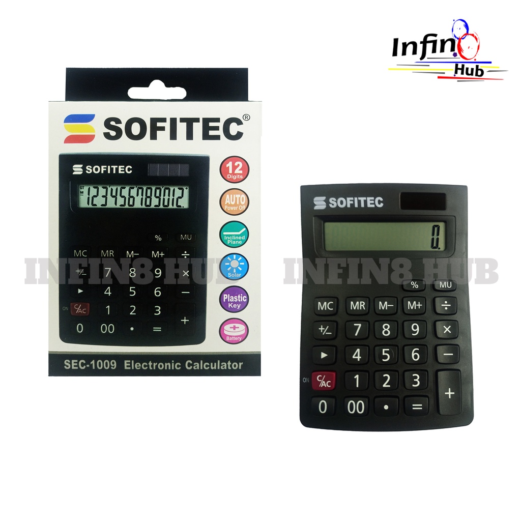 SOFITEC SEC-1009 2 in 1 Electronic Calculator with Solar Panel ...