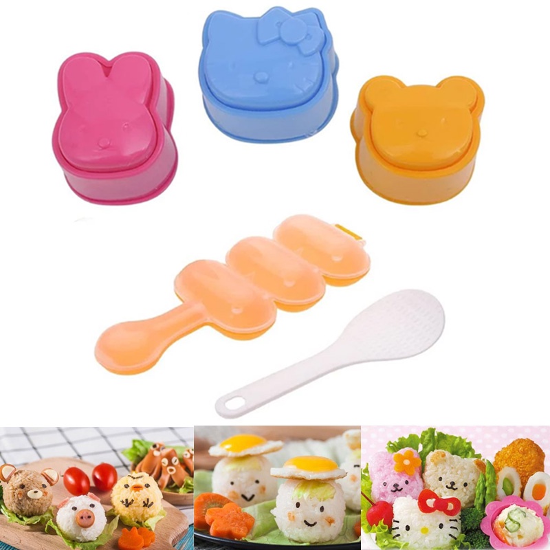 Rice Ball Molds DIY Rice Baller Shakers with Rice Paddle Sushi Roll ...