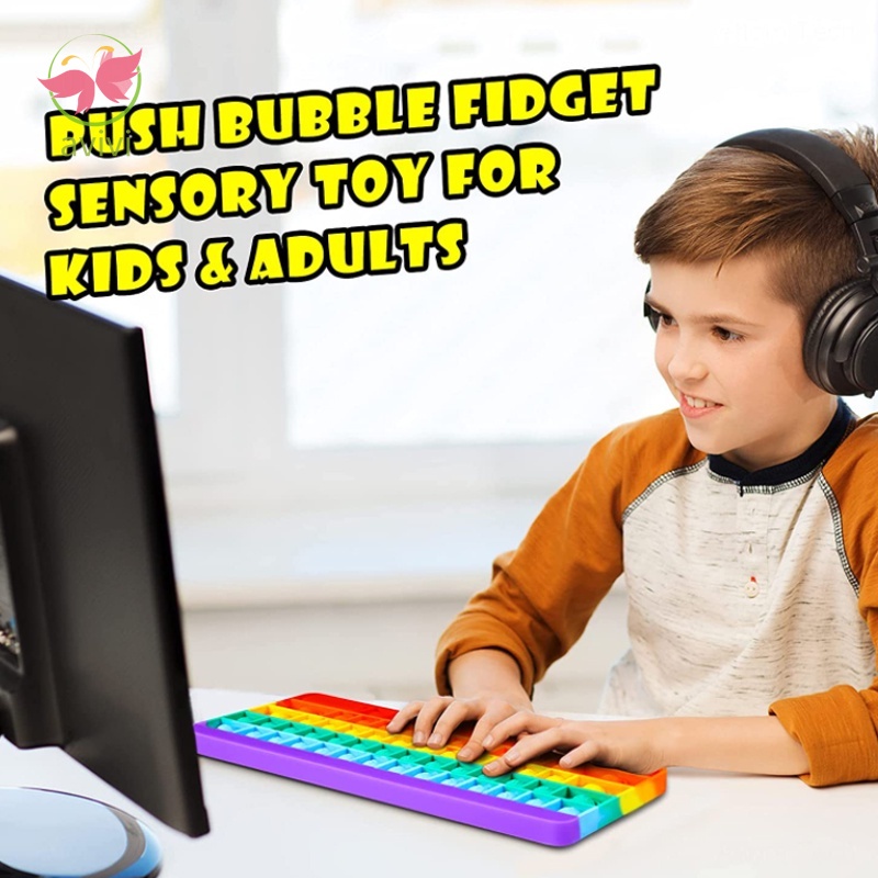 Pop Fidget Toy Silicone Rainbow Keyboard with Letters and Numbers Big ...