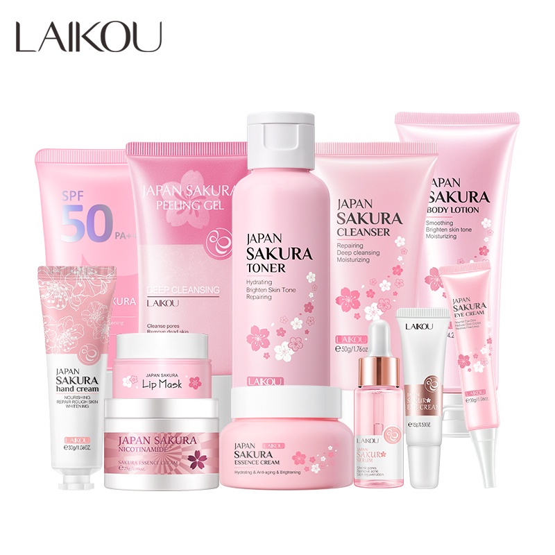 LAIKOU Sakura Glowing Serum Essence Cream SPF50 Sunscreen Remove Dark ...