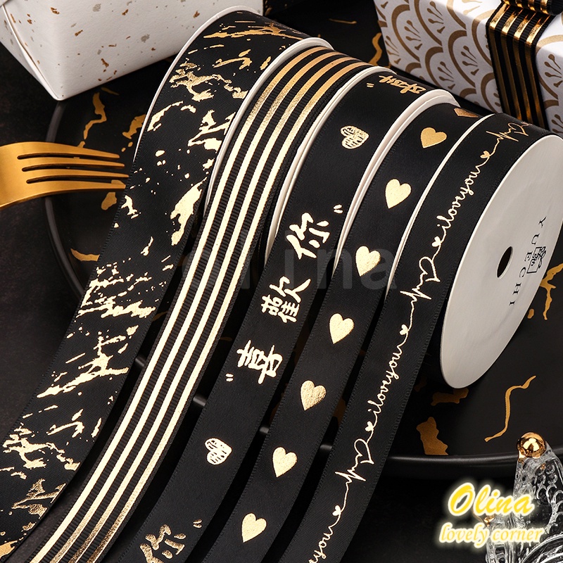 9.1metres/roll Cool Black Gold Series Ribbon Cake Baking Packaging Gift ...
