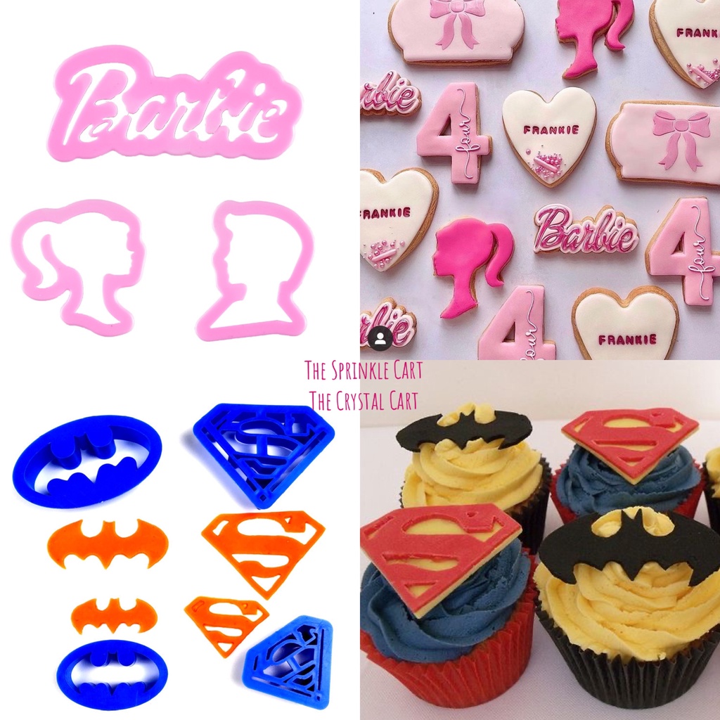 Batman Superman Barbie Ken Cookie Cutter for Cake Cupcake Decoration ...