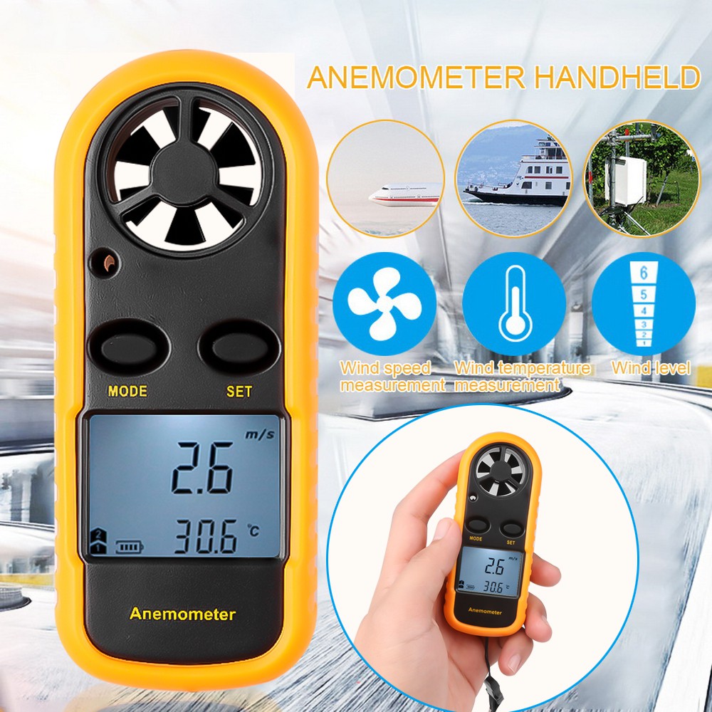 Digital Airflow Wind Gauge Speed Anemometer Meter Termometer Genggam ...