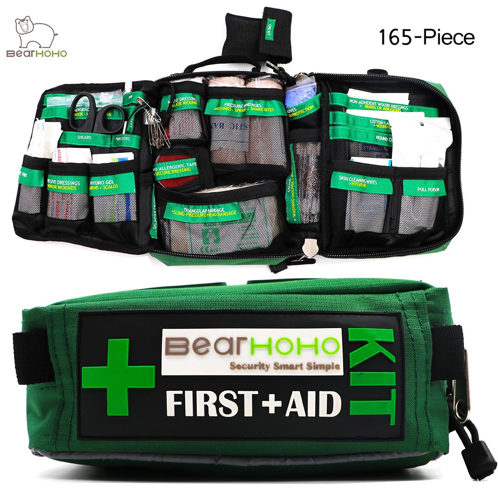 165-Piece Emergency Medical Rescue First Aid Kit Bag for Workplace ...