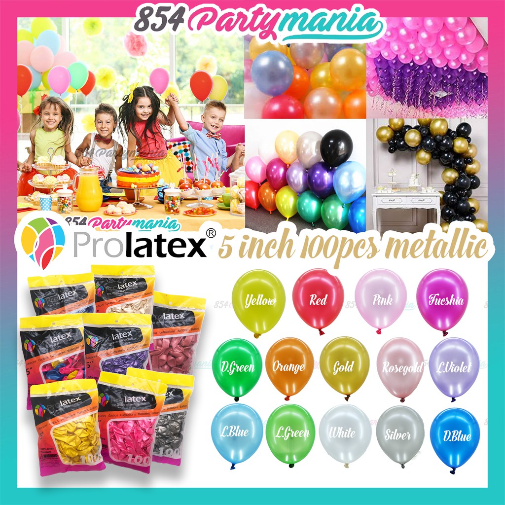 100PCS Balloons Size 5 Metallic Prolatex Birthday Party Needs Round ...