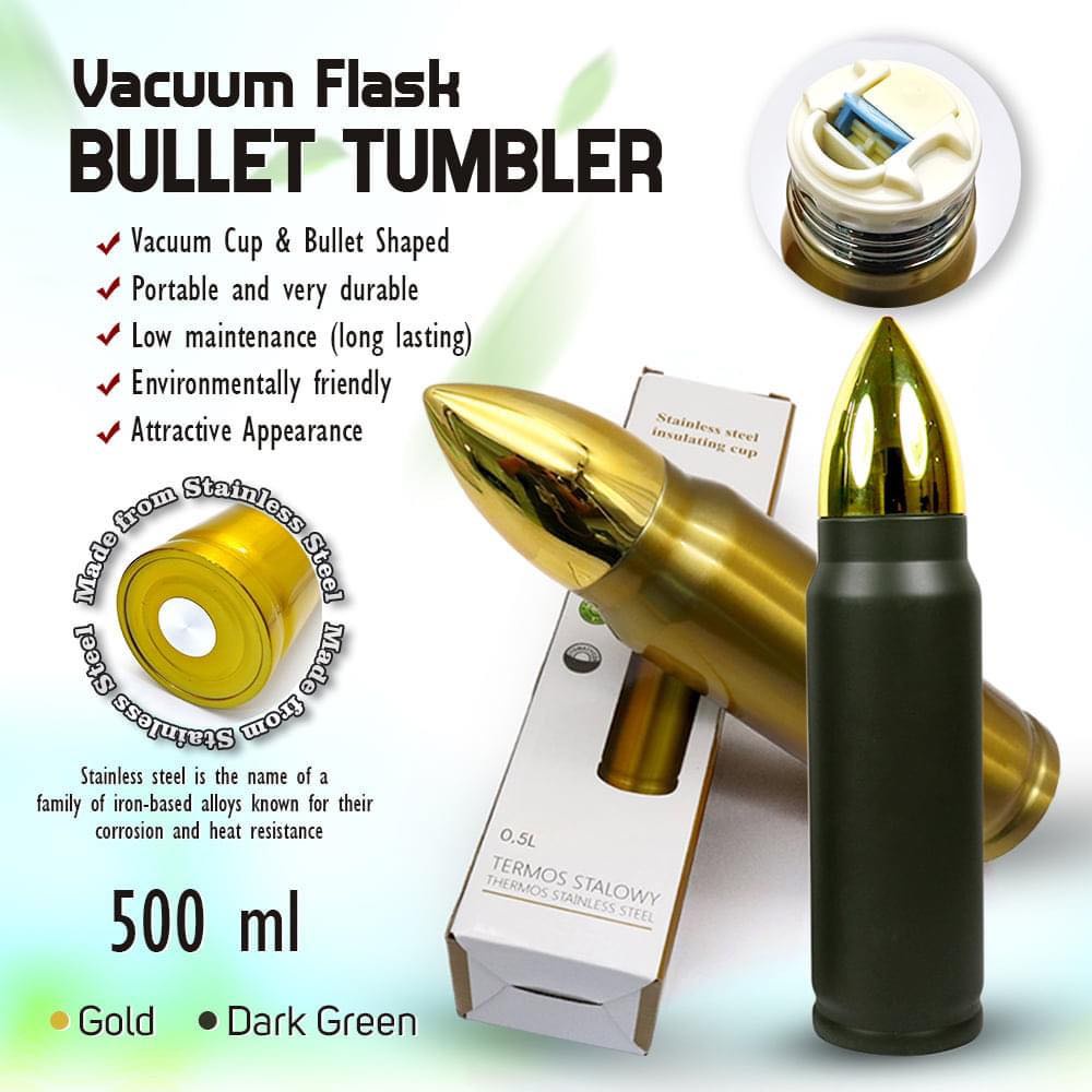 Vacuum Bullet Tumbler Stainless Steel 500ml Green | Gold | Shopee ...