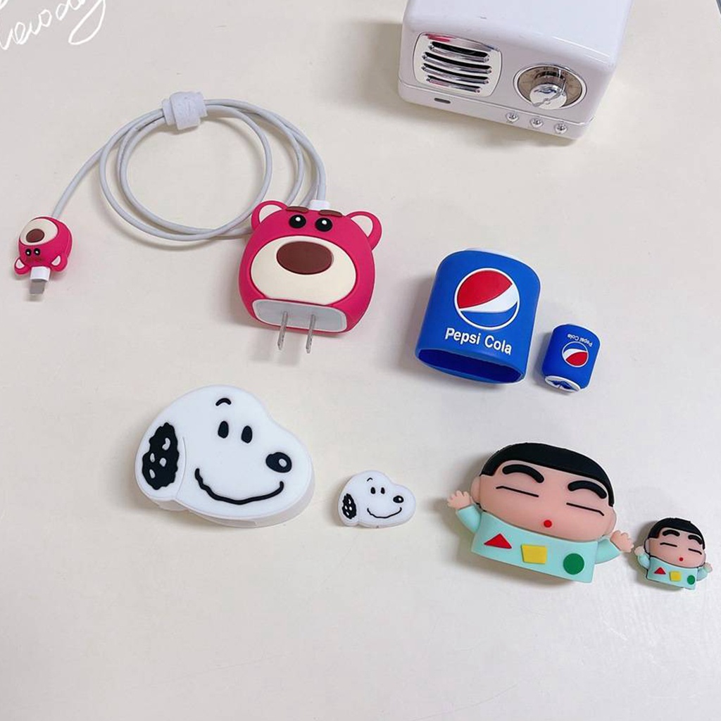 Charging Head Protective Case USB Silicone Cover Cute Cartoon 3D Snoopy ...