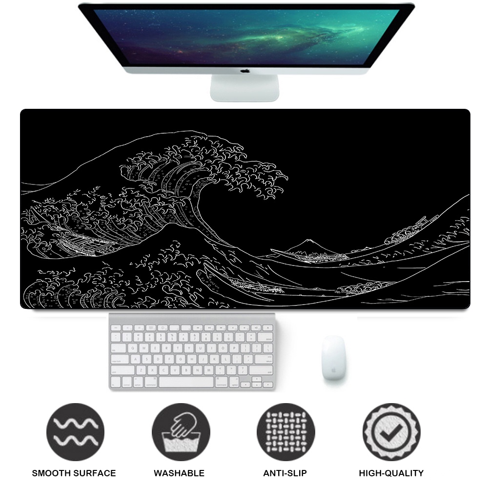 Japan Great Waves Mousepad Extended black Mousepad Large Gaming ...
