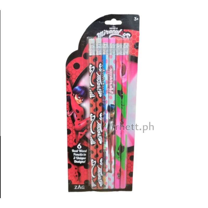 rrhett.ph 6PC DISNEY MIRACULOUS LADYBUG WRITING WOOD PENCILS STATIONERY ...