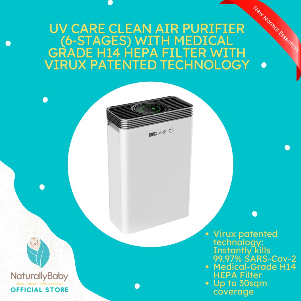 UV Care 6-Stages Clean Air Purifier with Medical Grade H14 HEPA Filter ...