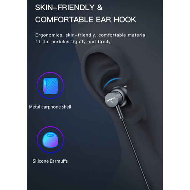 Awei ES-180i In-ear Gaming Earphones 3.5mm Plug With Microphone For ...