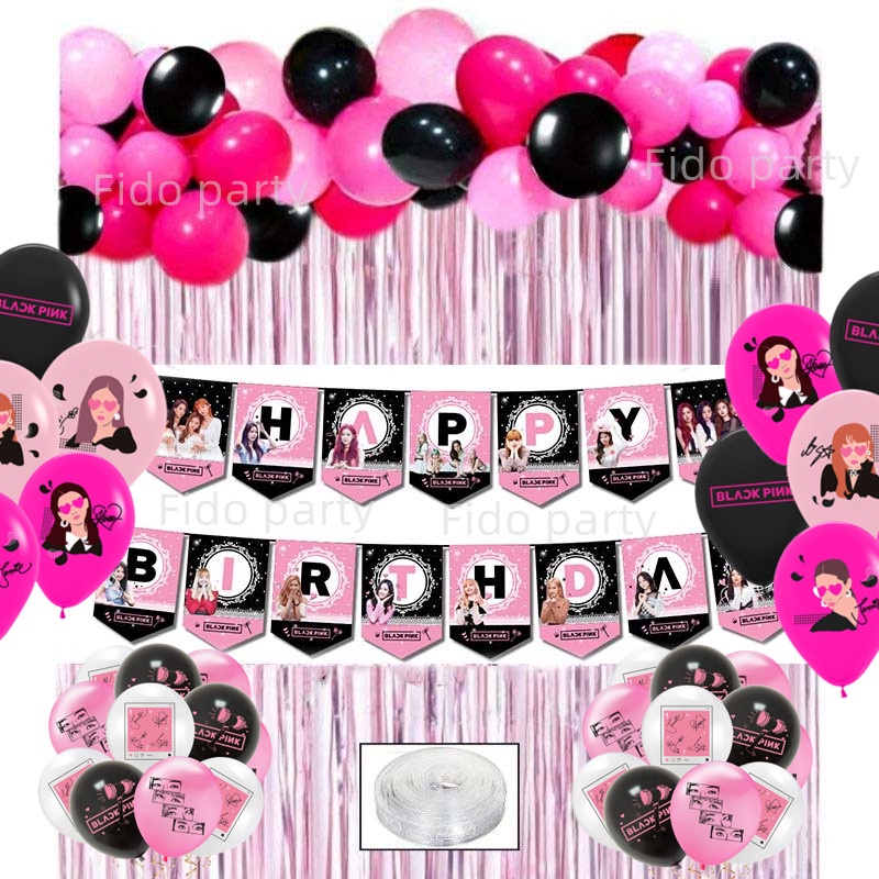 32pcs Blackpink Balloons Birthday Party Decorations Set Black Pink ...
